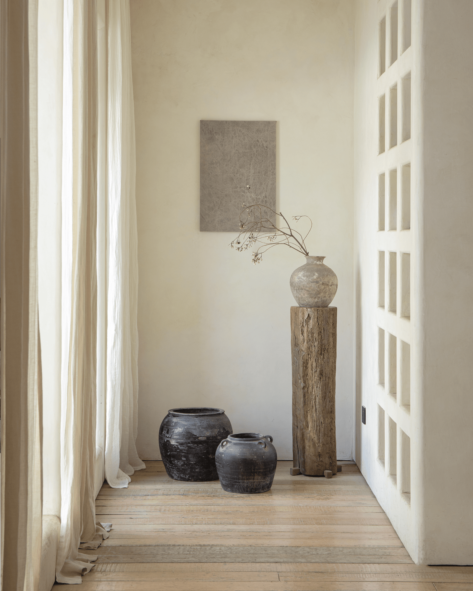 Rustic Reclaimed Wood Pedestal | Tall Plant & Decor Stand - ZM Home
