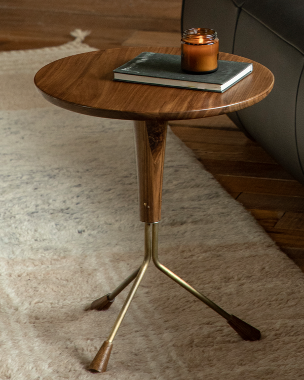 Larsson Side Table - Ebony Wood & Brass Accentn | ZM Home