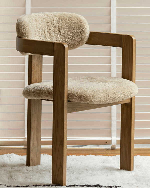 Pamplona Shearling Chair - Modern Solid Oak Design | ZM Home