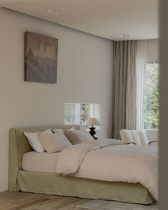 Freya Linen Bed - Natural Comfort & Pine Frame | ZM Home