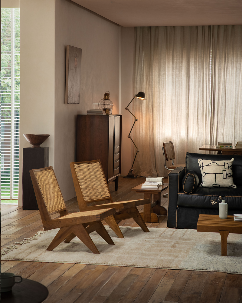 Armless Easy Chair - Vintage Teak & Wicker Design | ZM Home