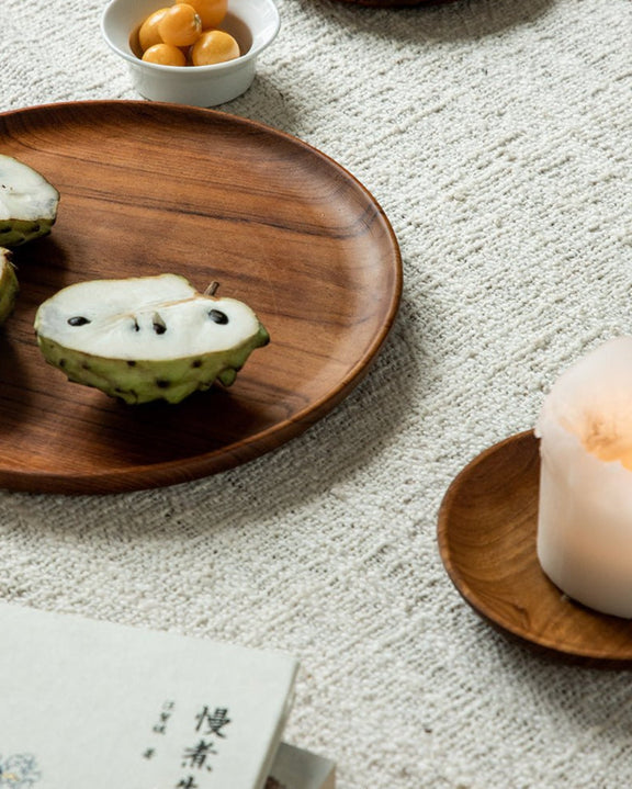 Teak Wood Round Plate Set - Handmade, Four Sizes | ZM Home