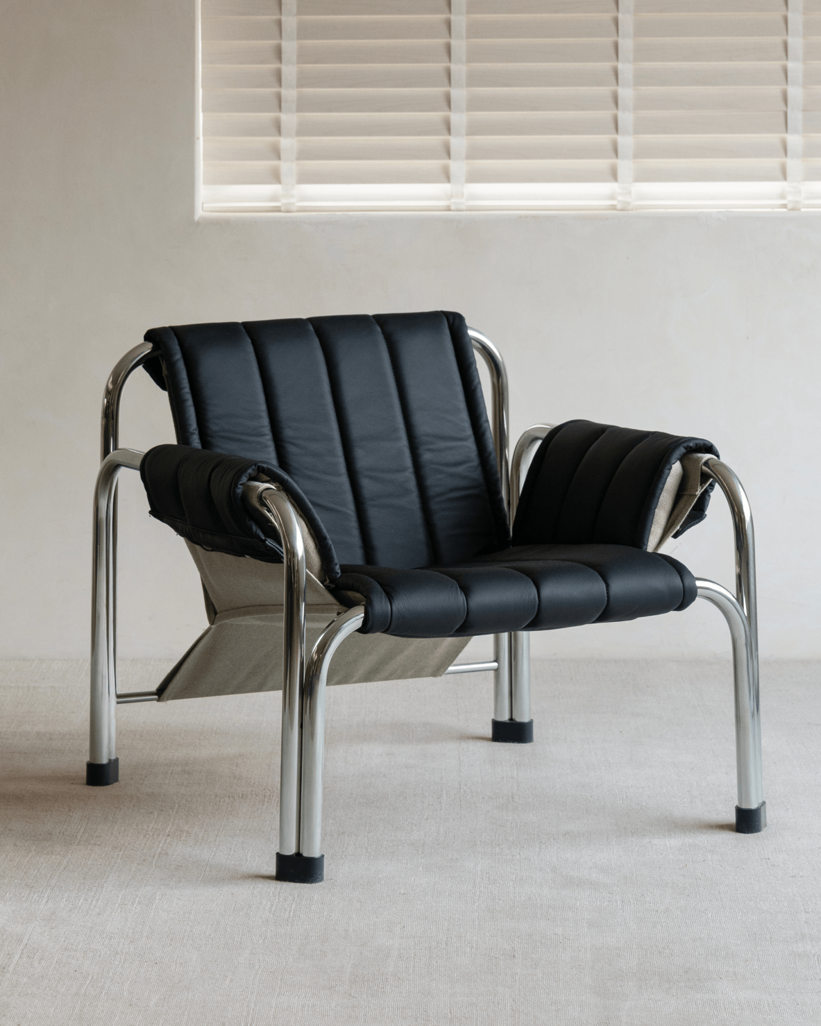U-Shaped Lounge Chair | Leather, Linen & Stainless Steel - ZM Home