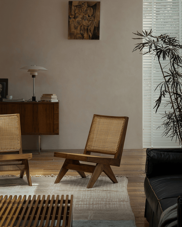 Armless Easy Chair - Vintage Teak & Wicker Design | ZM Home