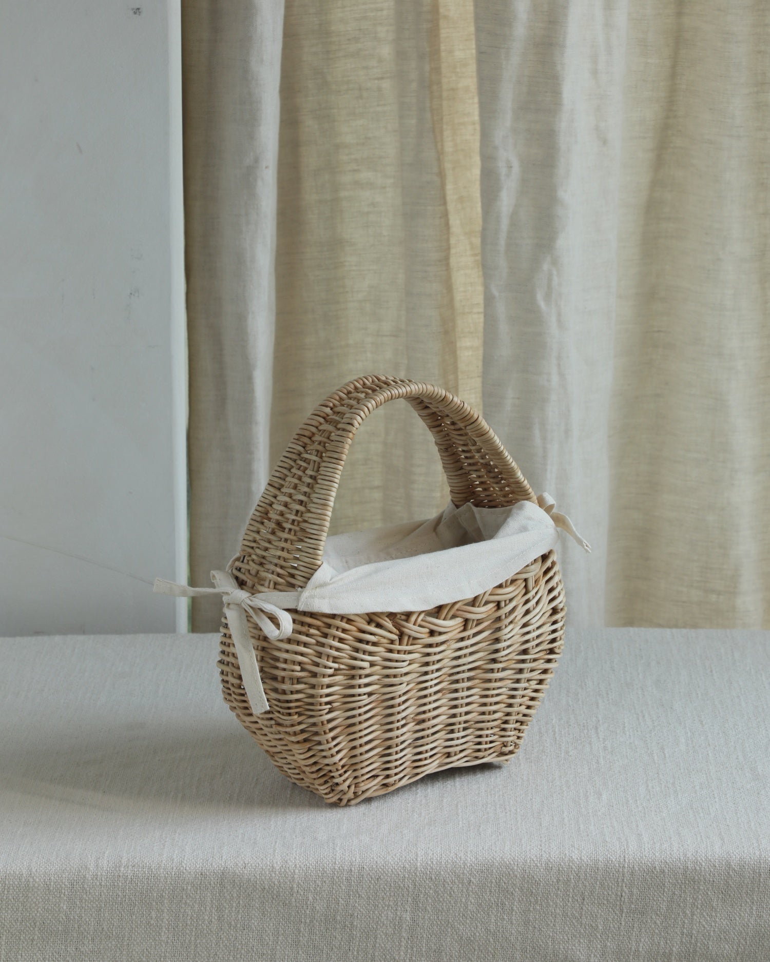 Nora Clutch | Woven Rattan Basket with Cotton Lining