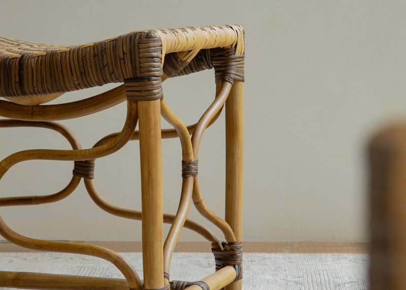 Melange Rattan Stool | Manau Rattan 19.3 x 13.8 x 16.1 - ZM Home