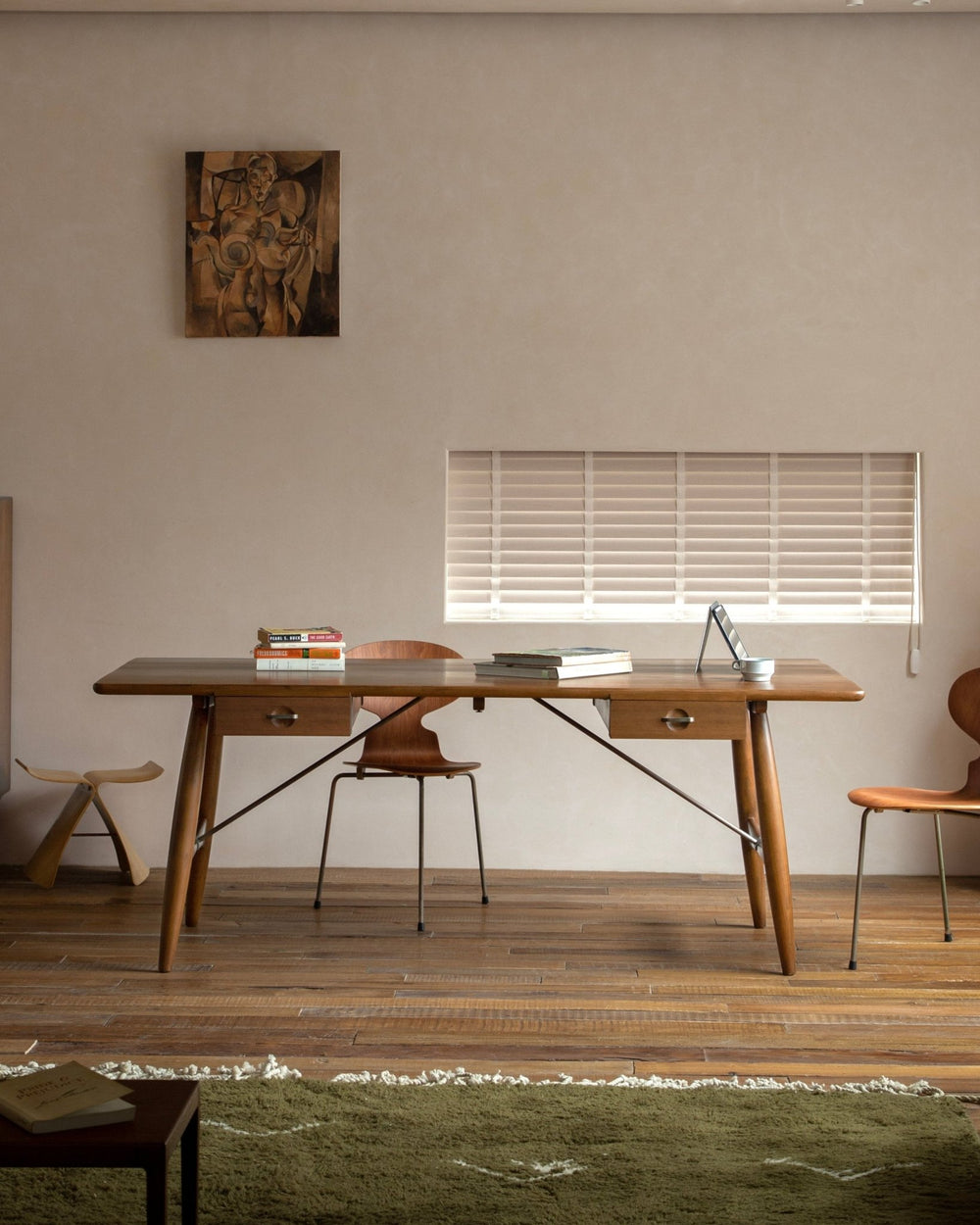 Architect Desk | Teak Wood Desk with Brass Accents - ZM Home