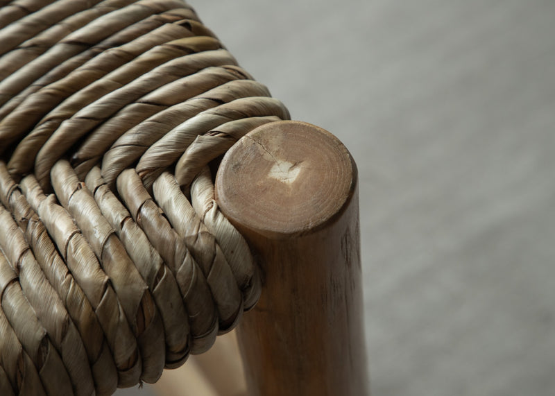 Isla Handwoven Teak Stool | Handcrafted Organic Accent - ZM Home